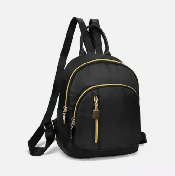 Bags | New Black Nylon Mini Backpack W Gold Zippers Hardware | Poshmark